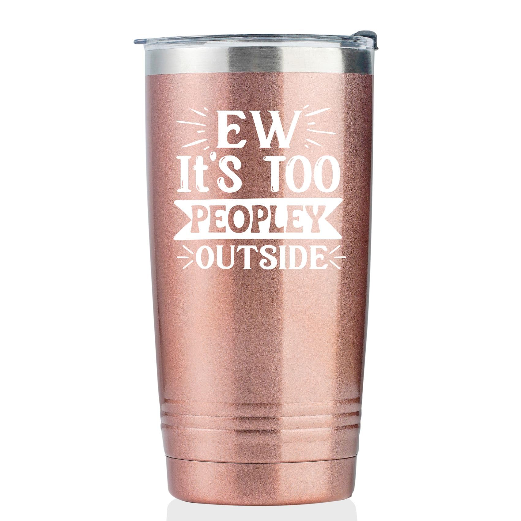 Onebttl Introvert Gifts for Girls, Women, Coworkers, INFP, INTP Coffee Travel Mug - It's Peoplely Out There - Stainless Steel 20Oz Tumbler