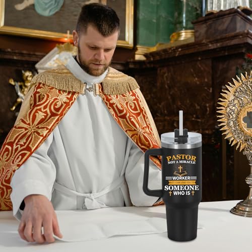 Muwnrol Pastor Appreciation Tumbler - 40 Oz, Christian Pastor Gift with Handle, Nutrition Facts Included