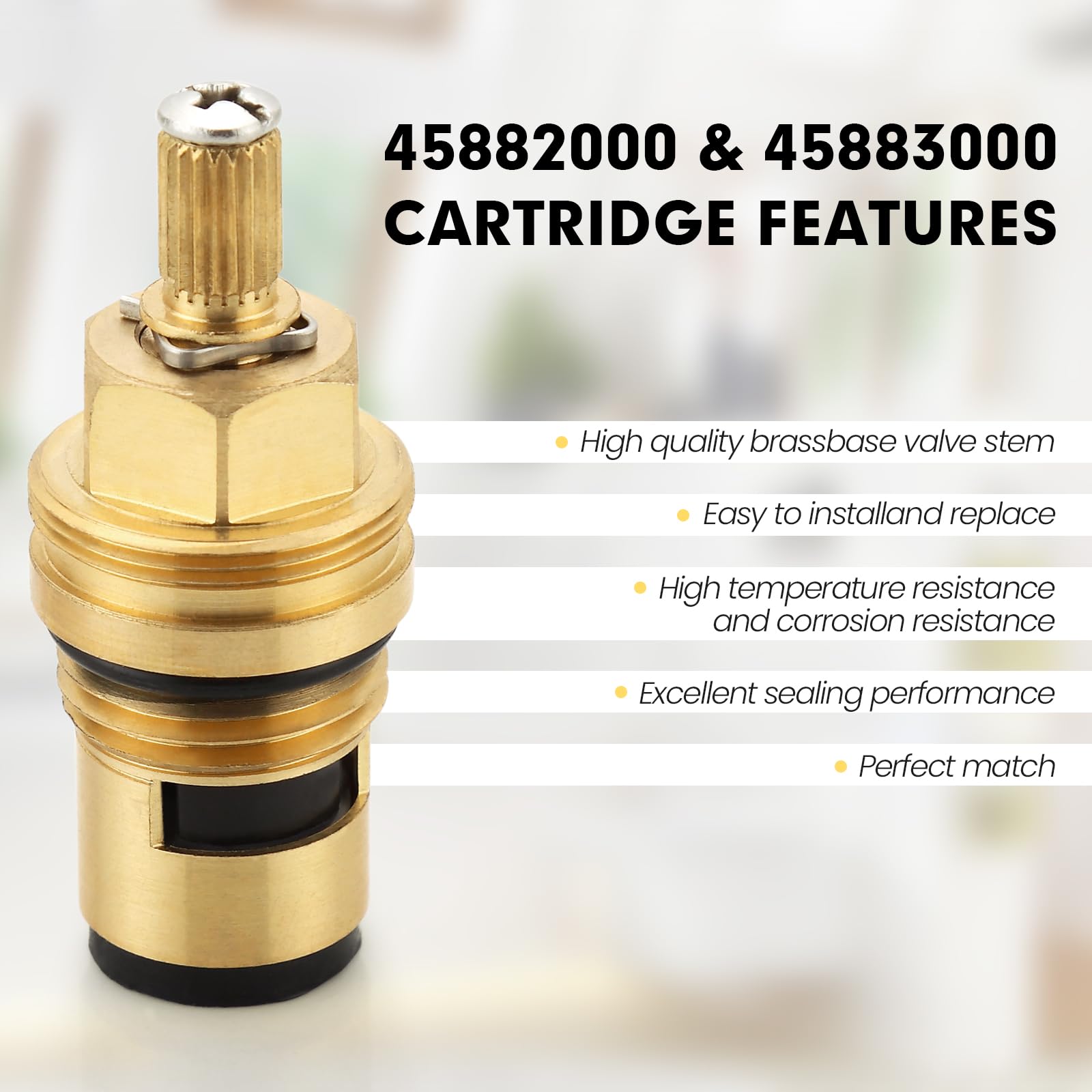Faucet Cartridges for Grohe 45882000 45883000, 1/2″ Cold Hot Ceramic Cartridge, 2-Hole installation faucet ceramic cartridge Replacement Assembly (45882000+45883000)