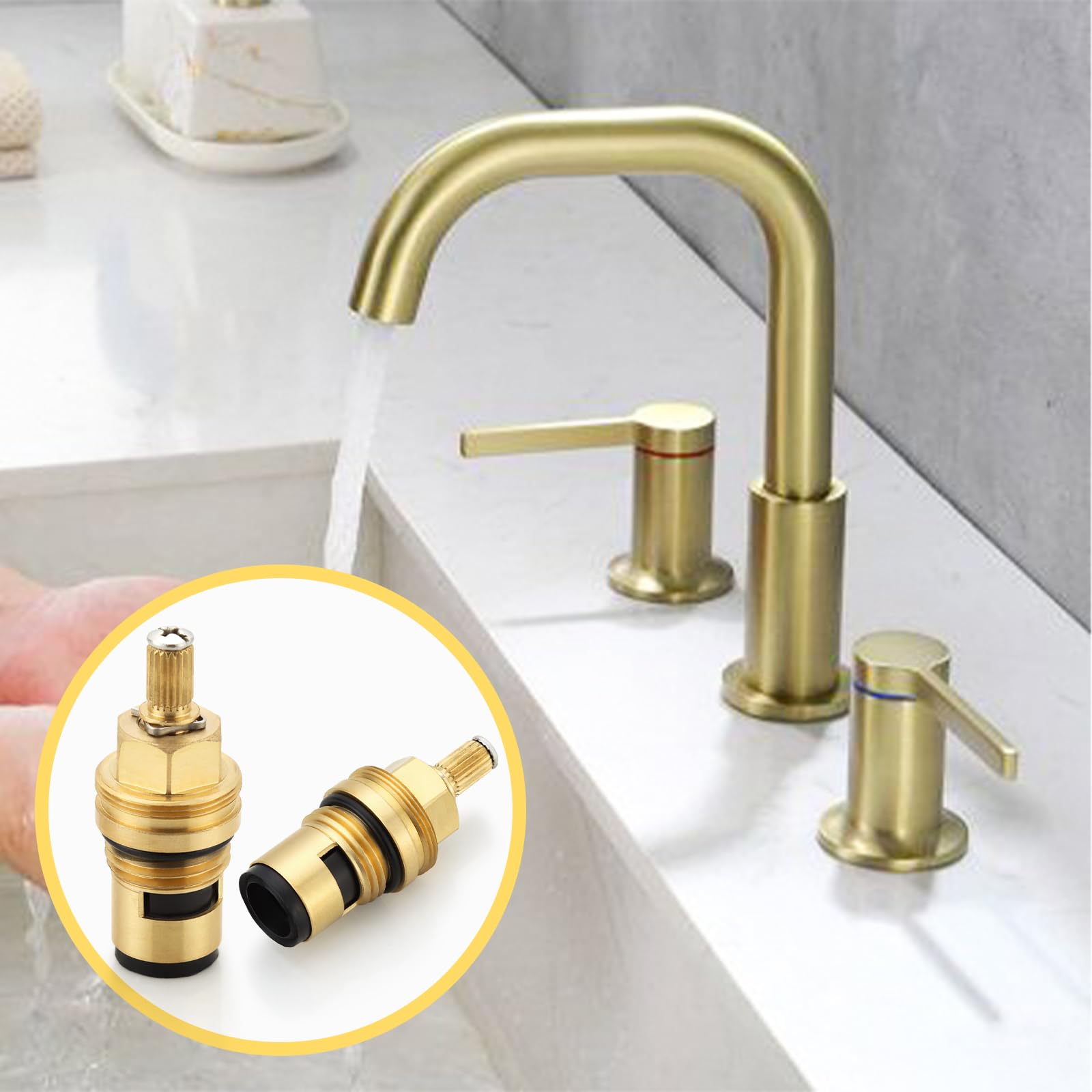 Faucet Cartridges for Grohe 45882000 45883000, 1/2″ Cold Hot Ceramic Cartridge, 2-Hole installation faucet ceramic cartridge Replacement Assembly (45882000+45883000)