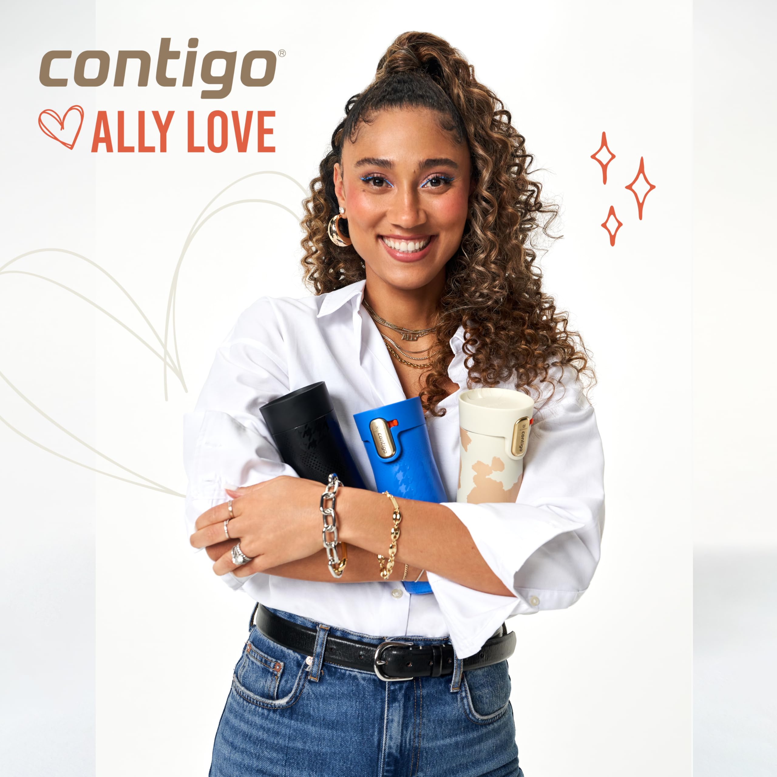 Contigo x Ally Love Stainless Steel Vacuum-Insulated Travel Mug with Autoseal and Easy Clean Lid, Spill-proof, Keeps Drinks cold 24 hrs & hot for 11 hrs, BPA Free, 16oz., West Loop 3.0, Stellar Jay