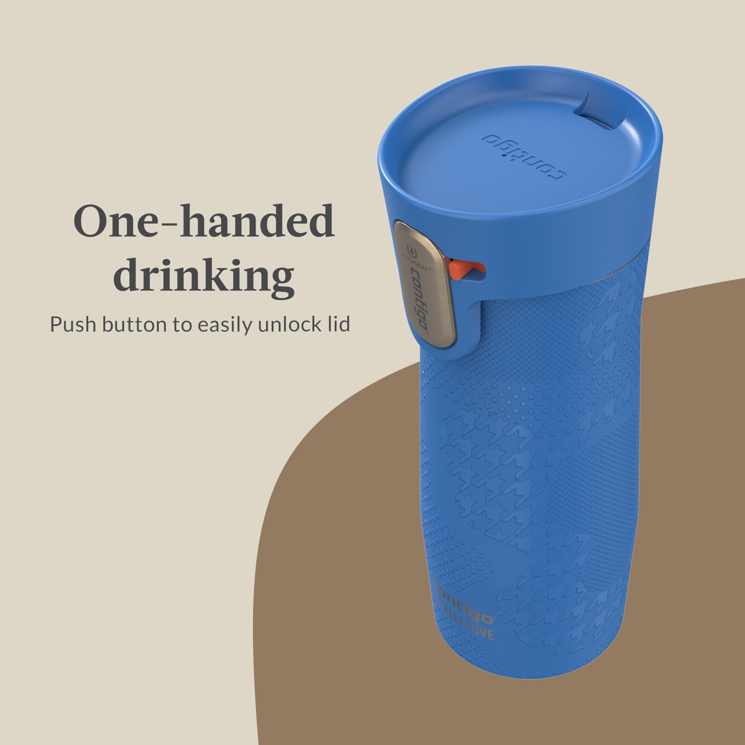 Contigo x Ally Love Stainless Steel Vacuum-Insulated Travel Mug with Autoseal and Easy Clean Lid, Spill-proof, Keeps Drinks cold 24 hrs & hot for 11 hrs, BPA Free, 16oz., West Loop 3.0, Stellar Jay