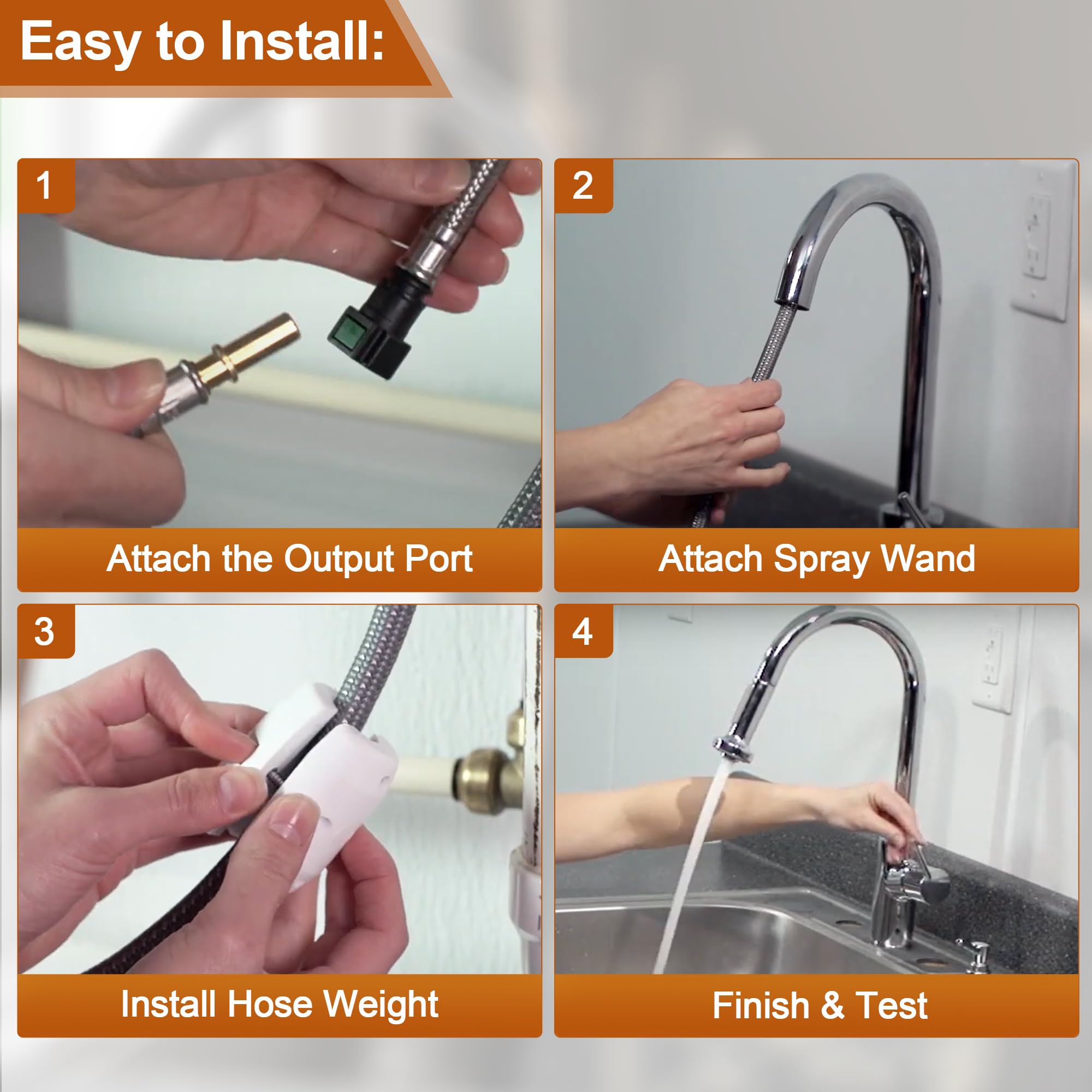 88624000 Kitchen Faucet Pull Out Hose Replacement for Hansgrohe Sink Spray Faucet, 59 Inch Pull Down Hose with Brass Connectors Replace 95507000 95506000