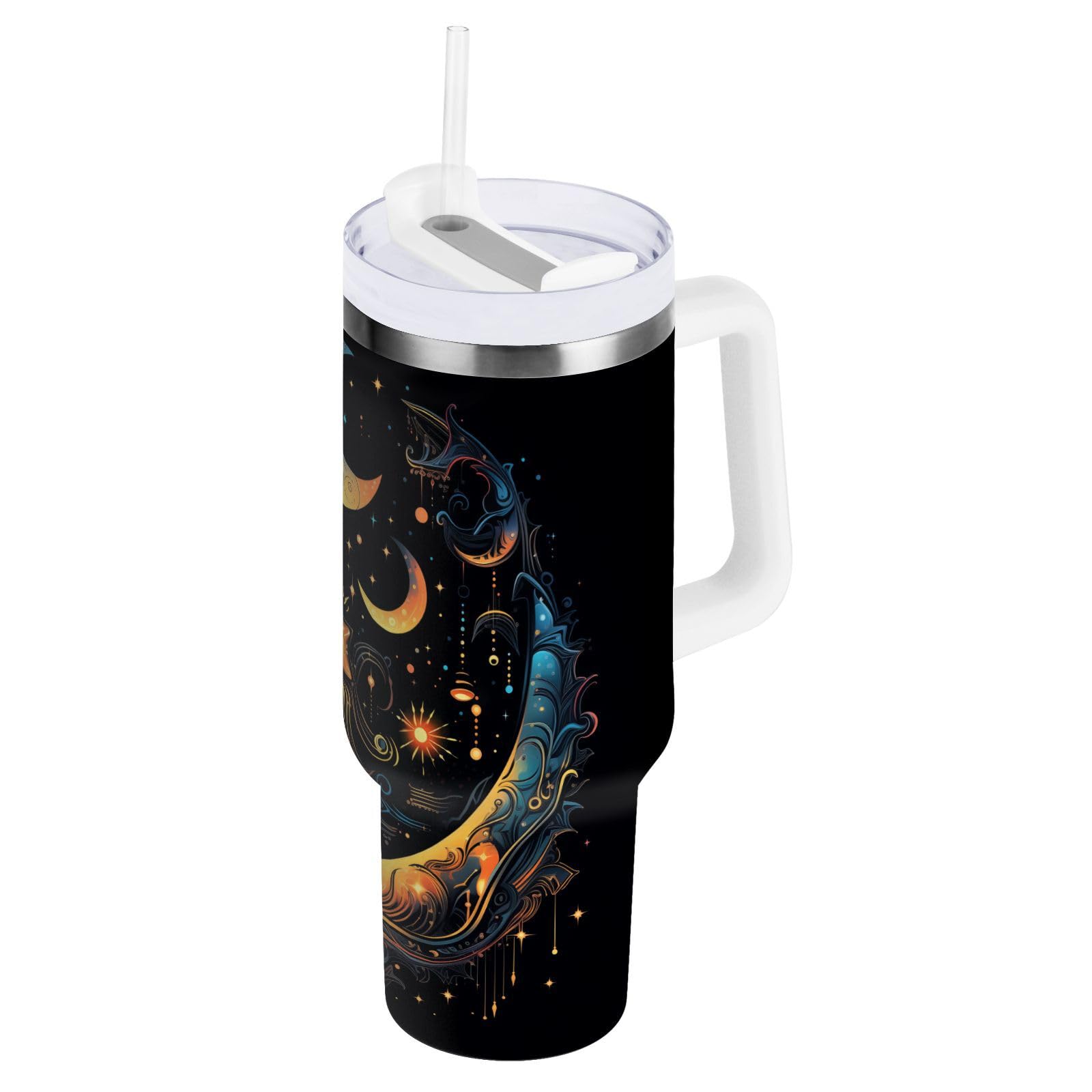 ALAZA Sun Moon Stars Alchemy Witchy 40 oz Tumbler Stainless Steel Water Bottle Vacuum Insulated Cup with Straw Lid & Handle For Travel Car Cup Holder