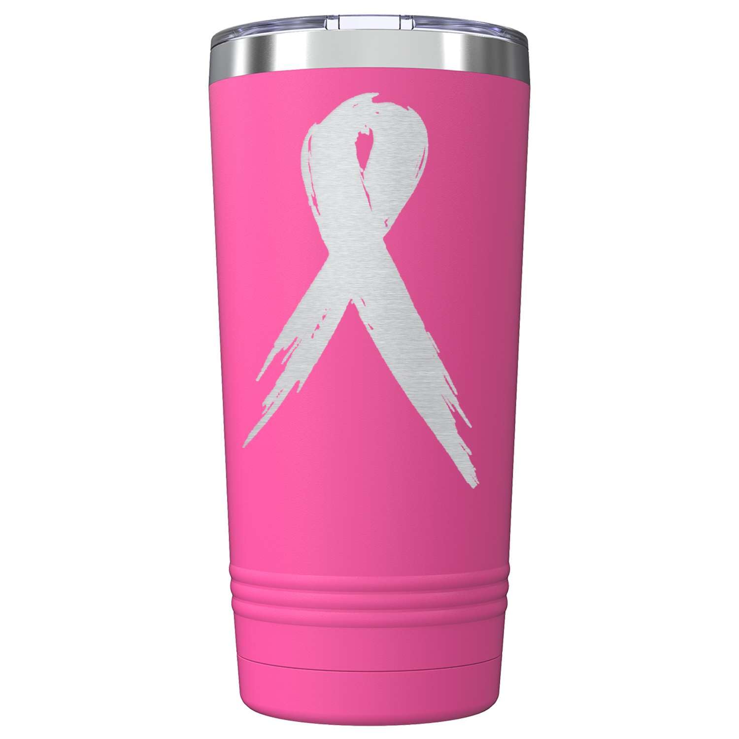 shop4ever Breast Cancer Awareness Pink Ribbon Insulated Tumblers 20 oz. with Lid, Stainless Steel Cups Travel Coffee Mug (Pink)