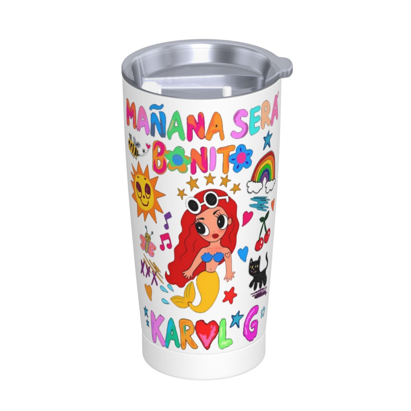 Kiserjens Stainless Steel Insulated Tumbler Vacuum Water Bottle Travel Cup Coffee Mug With Straw,Lid and Brush 20 oz