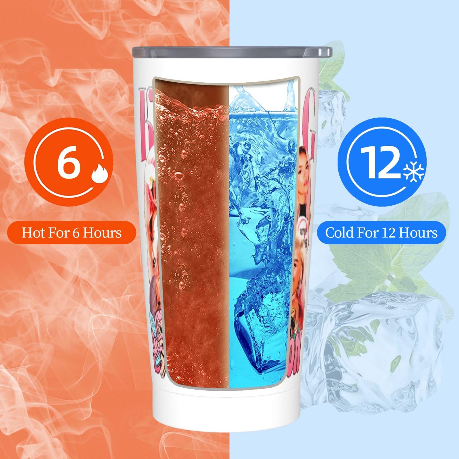 Kiserjens Stainless Steel Insulated Tumbler Vacuum Water Bottle Travel Cup Coffee Mug With Straw,Lid and Brush 20 oz