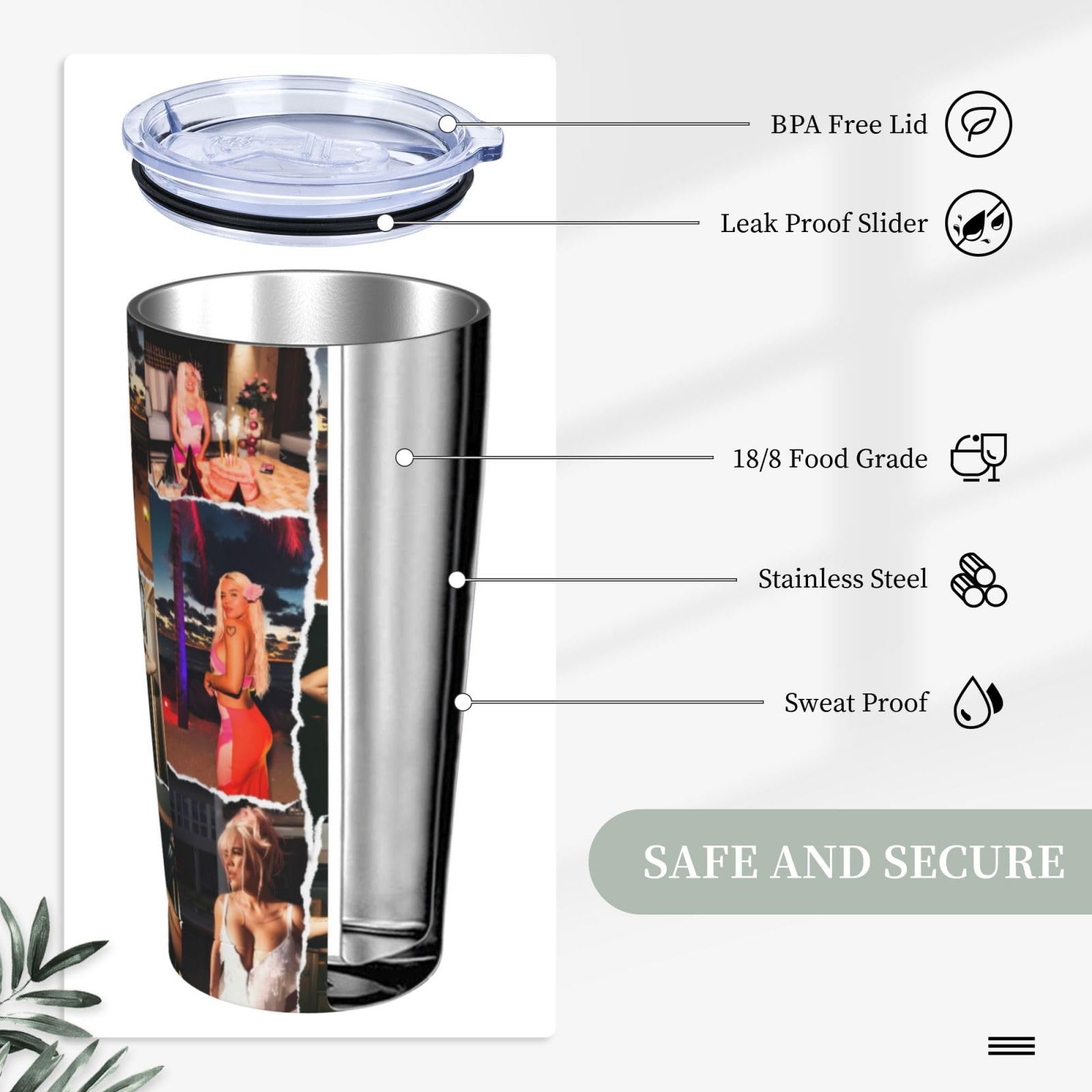 Kiserjens Stainless Steel Insulated Tumbler Vacuum Water Bottle Travel Cup Coffee Mug With Straw,Lid and Brush 20 oz