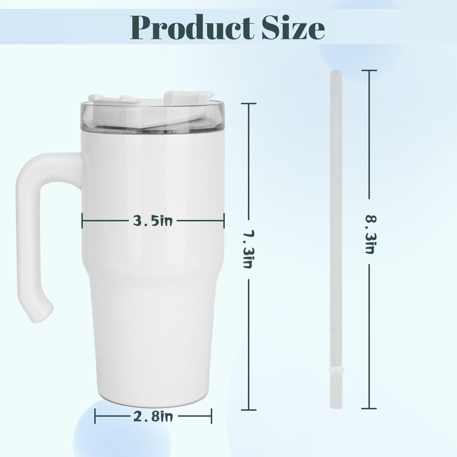 HIZEE 20 oz 25 Pack Sublimation Tumblers with Handle,Stainless Steel Insulated Blank Travel Mug with Lid and Straw,Spill Proof Double Wall Metal Tumbler coffee Cup Keeps Drink Hot and Cold