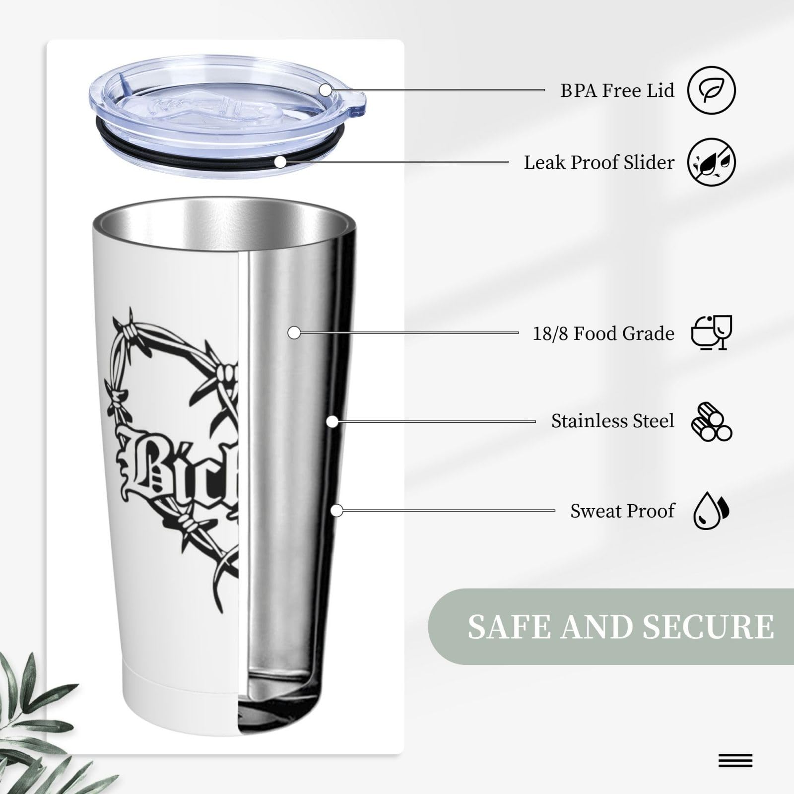 Kiserjens Stainless Steel Insulated Tumbler Vacuum Water Bottle Travel Cup Coffee Mug With Straw,Lid and Brush 20 oz