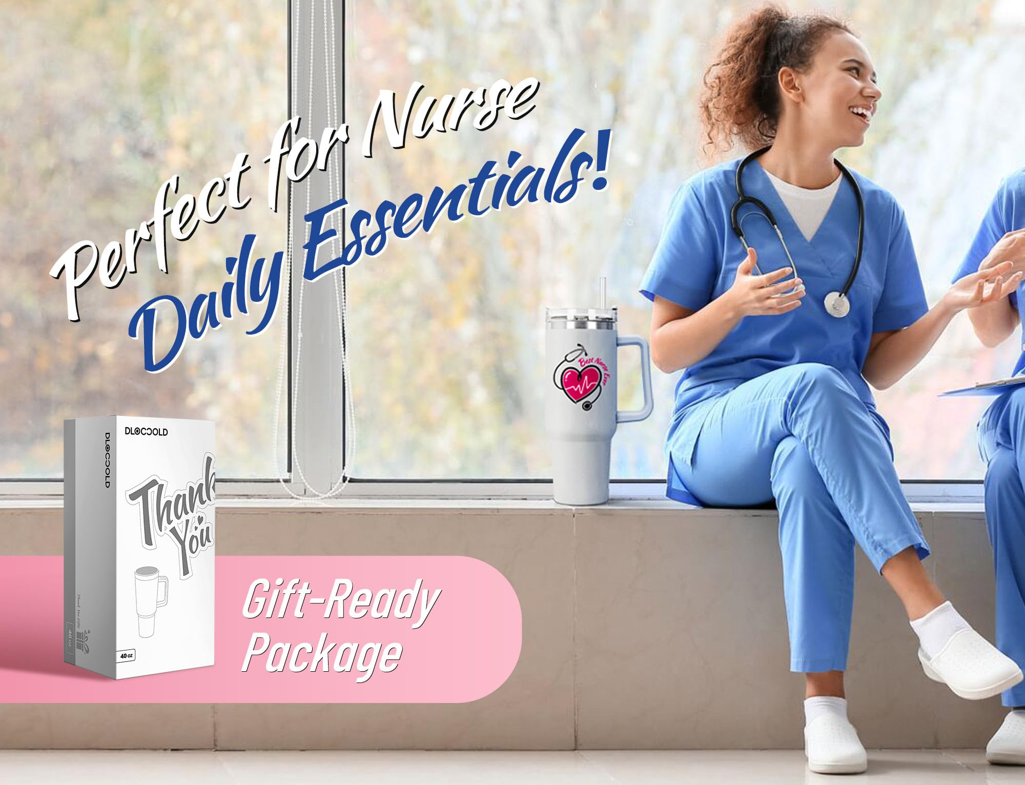 DLOCCOLD Nurse Appreciation 40oz Tumbler, Purple - Nursing Week Gift for Women