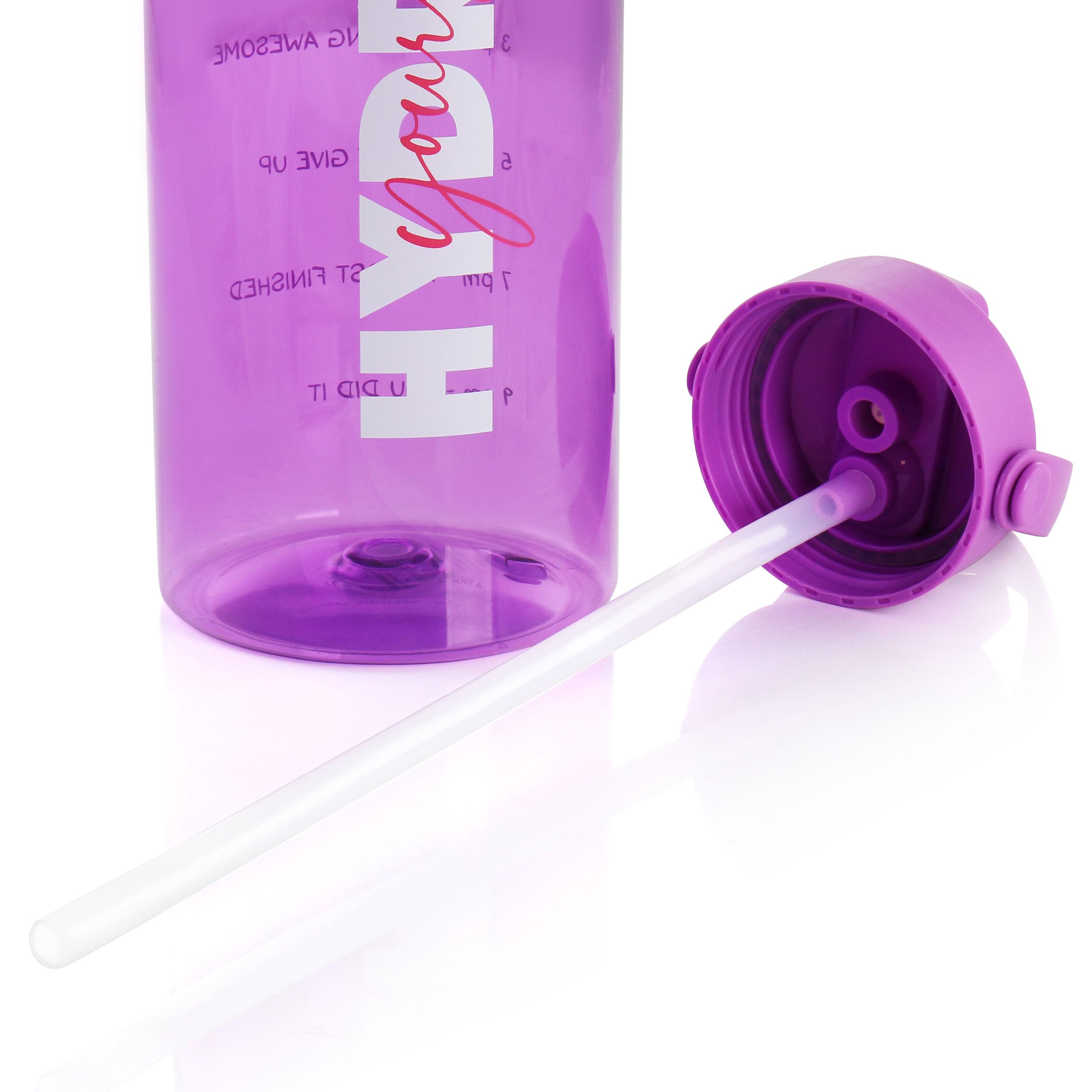 Gibson Home Brever 50oz Hydrate Yourself Hourly Motivation Water Bottle in Purple