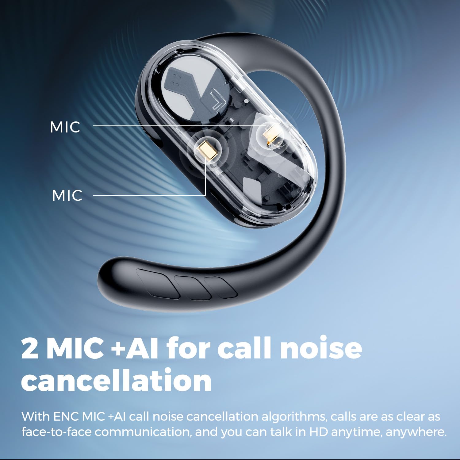 SoundPEATS Breezy Open Ear Headphones, 40Hrs Playtime, 90° Adjustable Wireless Earbuds, Bluetooth 5.4 Earphones, 12mm Drivers, 4 Mics with AI Call Noise Cancellation