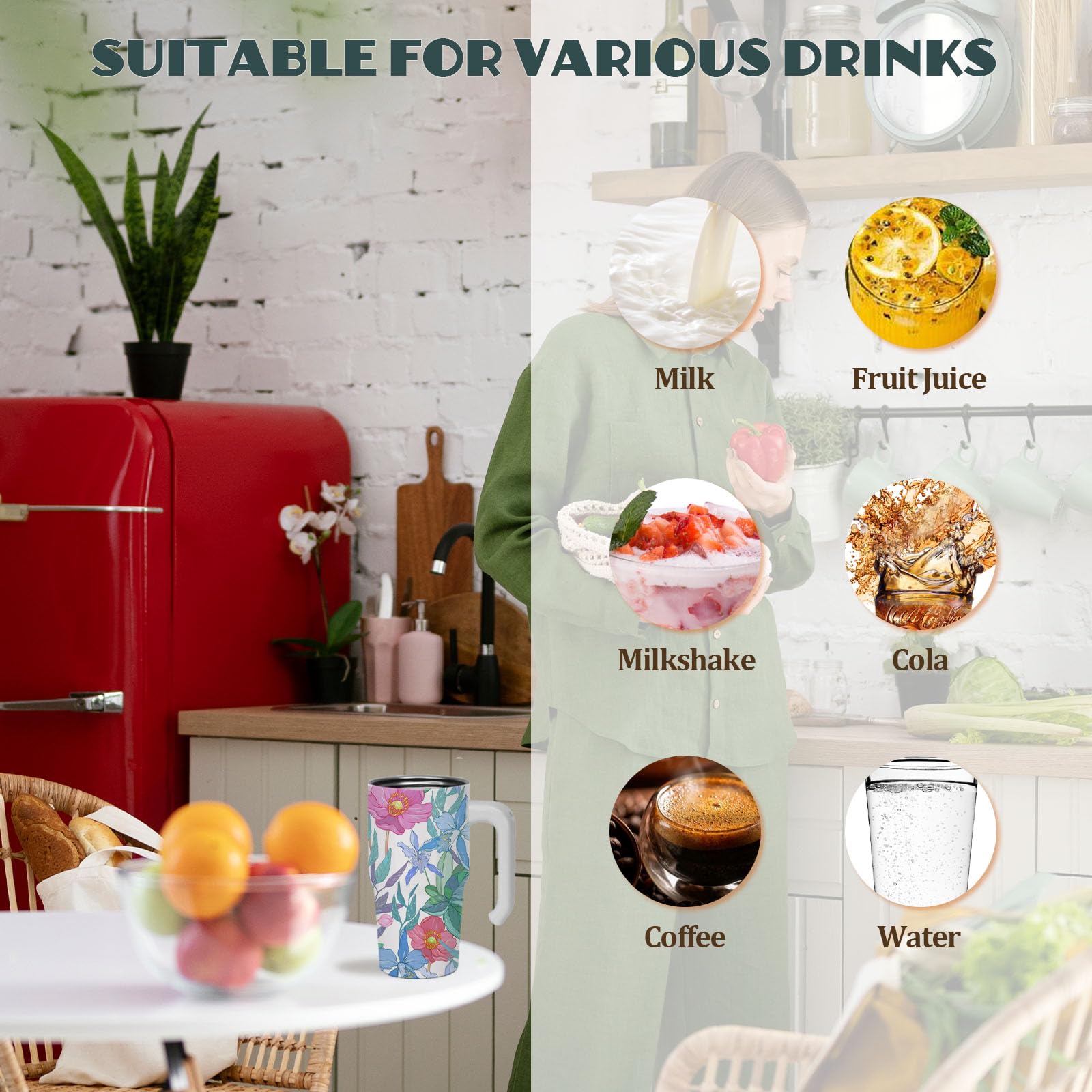 HIZEE 20 oz 25 Pack Sublimation Tumblers with Handle,Stainless Steel Insulated Blank Travel Mug with Lid and Straw,Spill Proof Double Wall Metal Tumbler coffee Cup Keeps Drink Hot and Cold