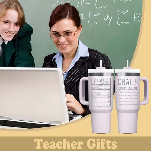Chaos Coordinator Laser Engraved 40oz Tumbler with Handle - Engraved Gifts for Women - Insulated Cup & Water Bottle