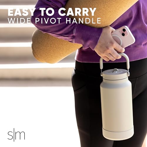 Simple Modern Trek Pivot | Half Gallon Water Bottle Jug with Handle & Boot | Interchangeable Straw & Chug Lids | Large Insulated Stainless Steel | Sports Camping Outdoors | 64oz, Canary