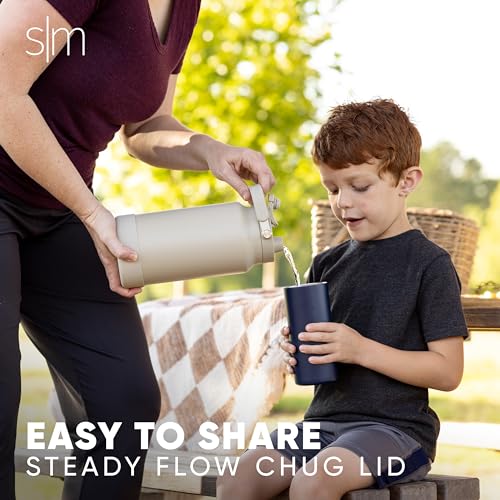 Simple Modern Trek Pivot | Half Gallon Water Bottle Jug with Handle & Boot | Interchangeable Straw & Chug Lids | Large Insulated Stainless Steel | Sports Camping Outdoors | 64oz, Canary