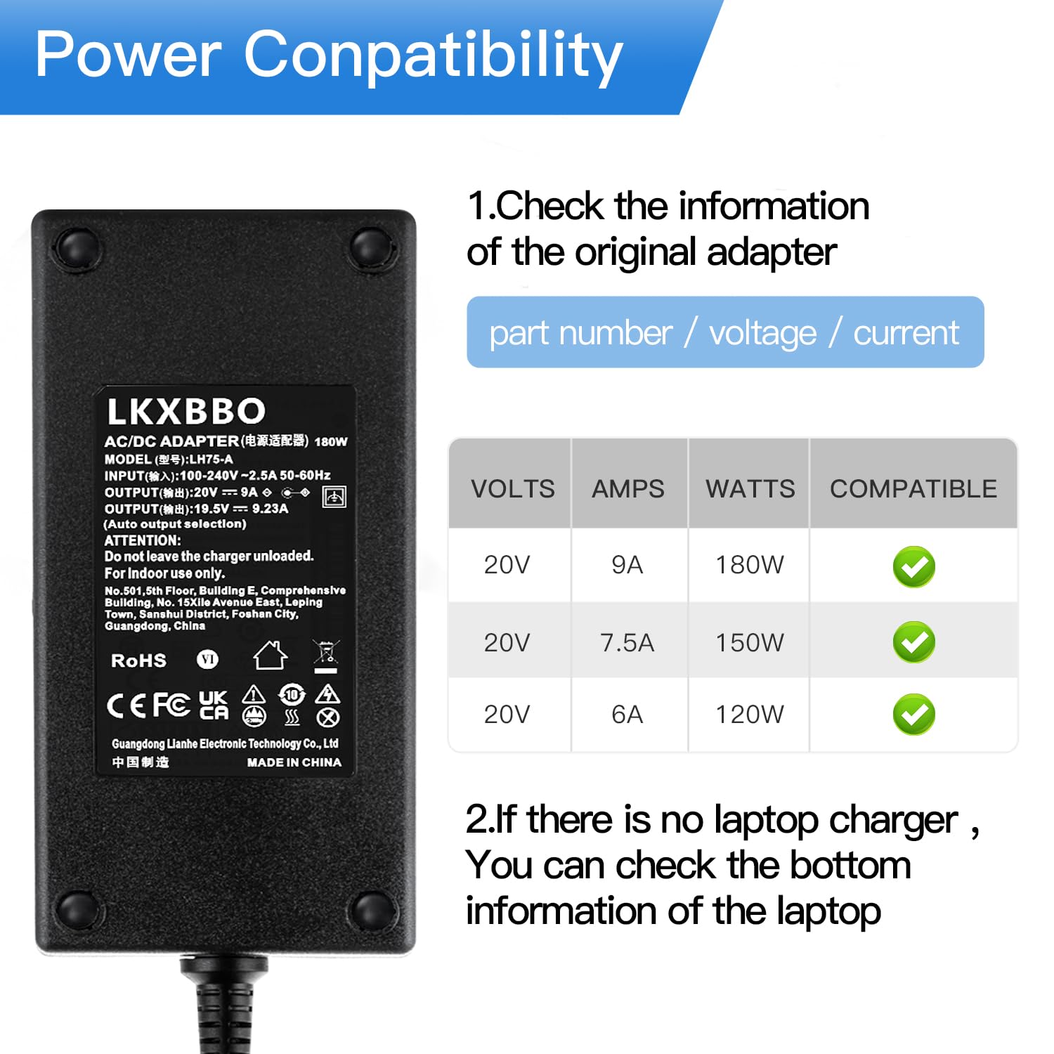 20V 9A 180W AC Adapter Charger Fit for MSI Creator M16, Stealth 15M, Crosshair Sword 15 17, GF66 GF76 GL66 GL76, A17-180P4B A18-150P1A Laptops Power Supply Adapter Cord