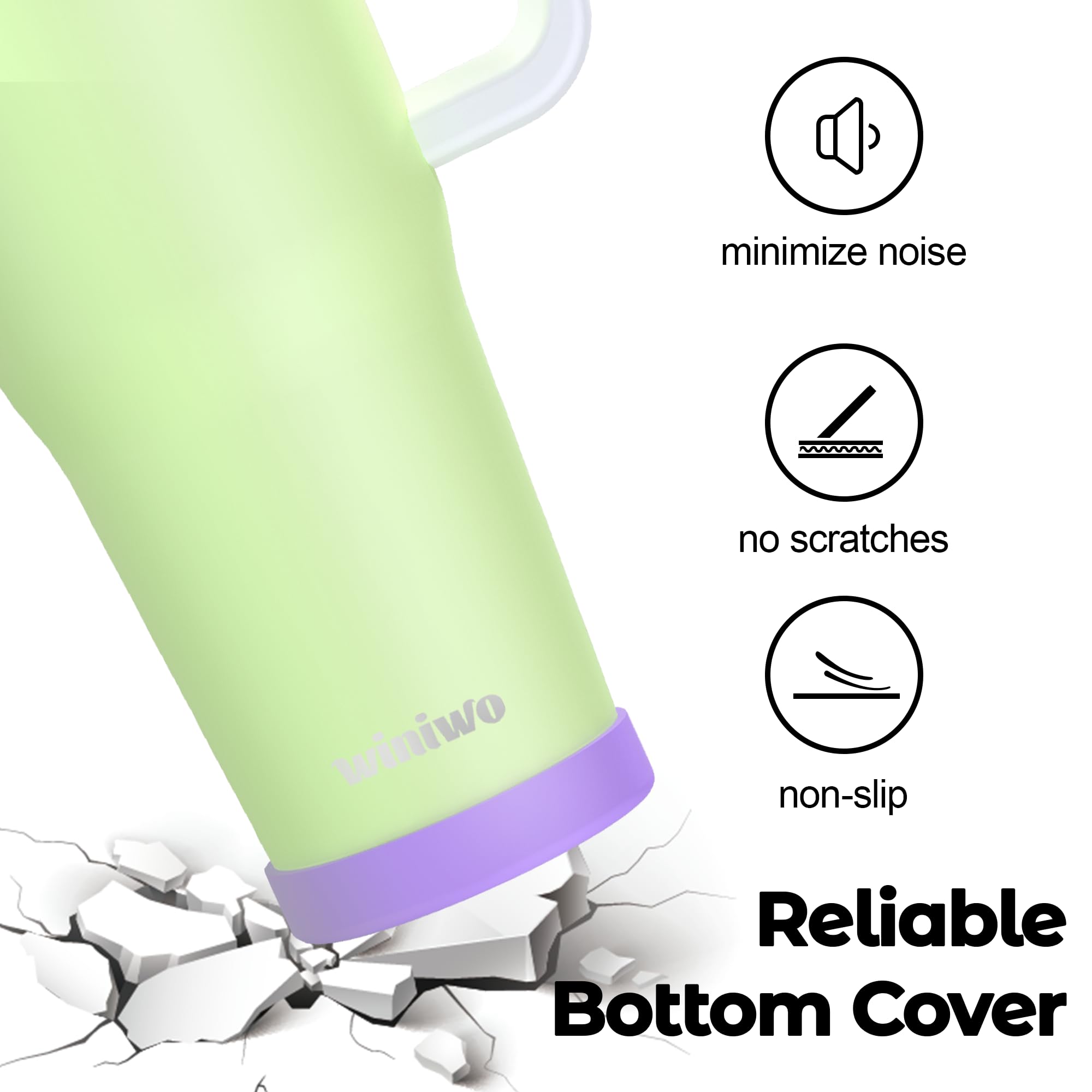 winiwo 40 oz Tumbler with Handle and Straw for Her, Flexible Straw, Insulated Tumbler Cups with Silicone Bottom, Keeps Beverages Cold Up to 24 Hours, Gym/Work/Travel/School/Gift(Bud Green)