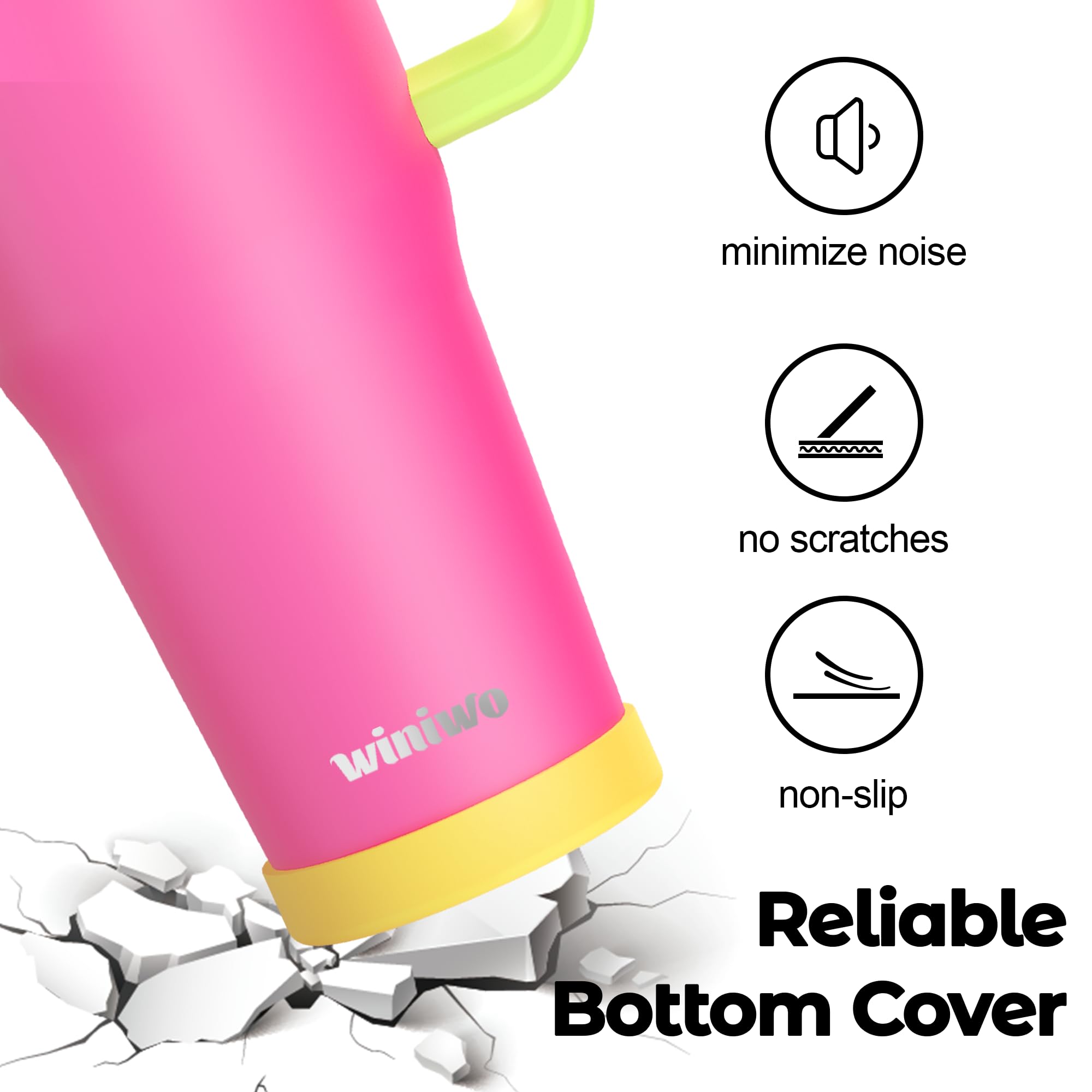 winiwo 40 oz Tumbler with Handle and Straw for Her, Flexible Straw, Insulated Tumbler Cups with Silicone Bottom, Keeps Beverages Cold Up to 24 Hours, Gym/Work/Travel/School/Gift(Ruby Red)
