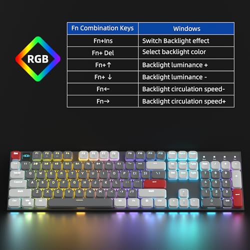 Camiysn Wireless RGB Mechanical Keyboard Moon104 Triple Mode 2.4GHz/BT/USB-C Wired Office Keyboard for Computer/Desktop/PC/Laptop/Surface/Smart TV and Windows 10/8/7(Red Switches)