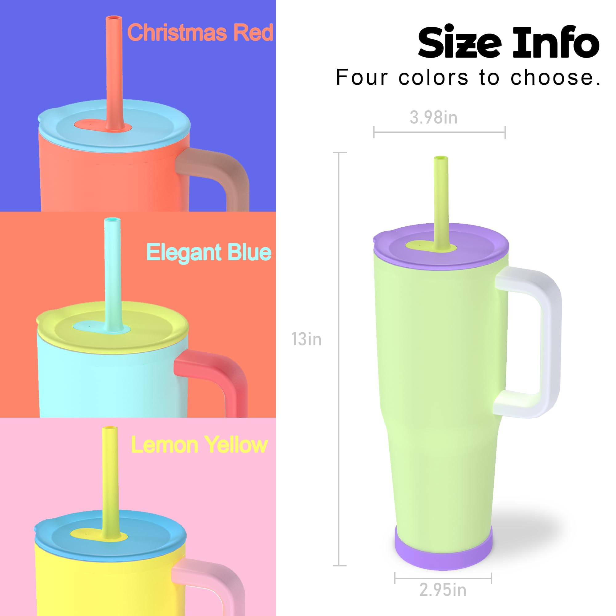 winiwo 40 oz Tumbler with Handle and Straw for Her, Flexible Straw, Insulated Tumbler Cups with Silicone Bottom, Keeps Beverages Cold Up to 24 Hours, Gym/Work/Travel/School/Gift(Bud Green)