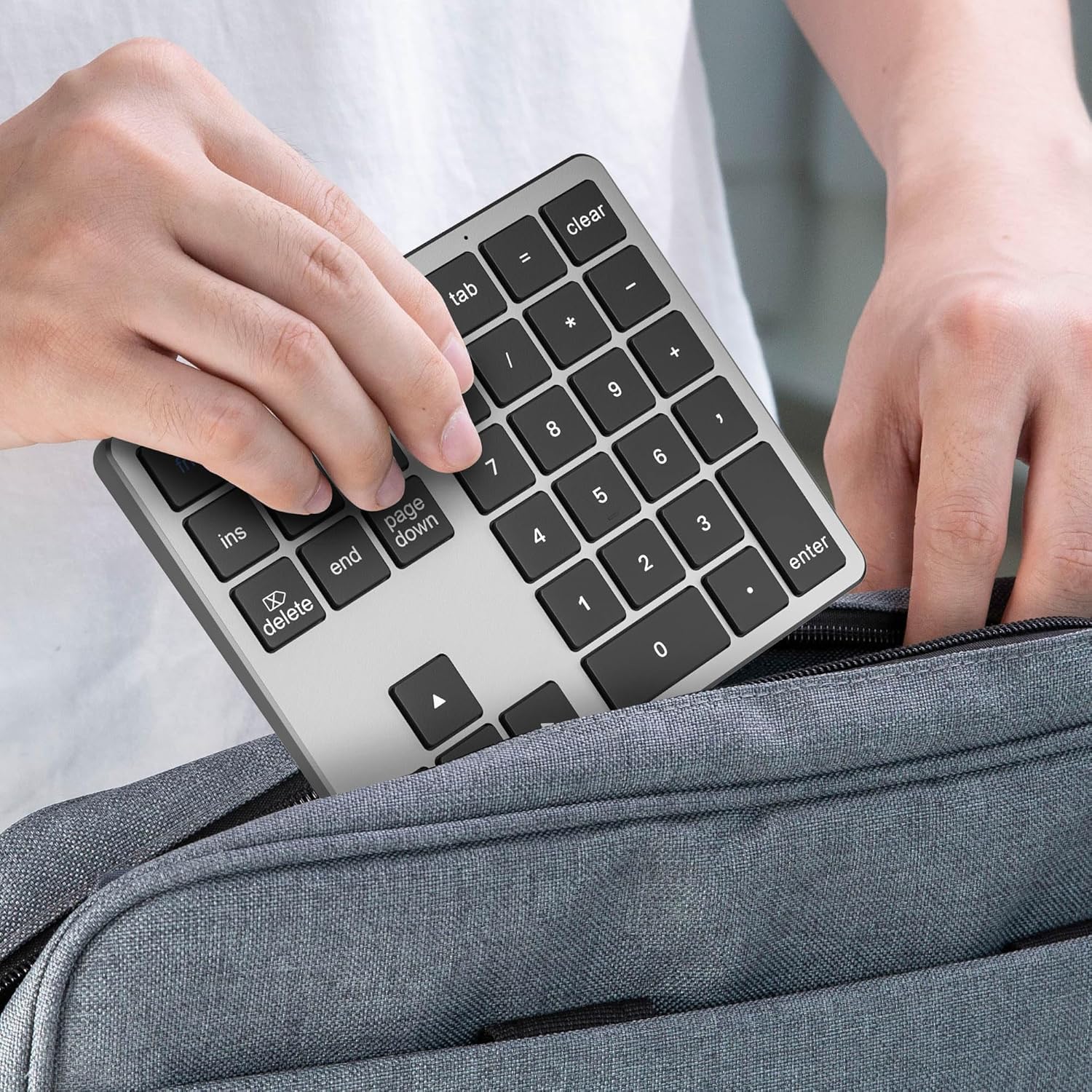 LOONASA Bluetooth Number Pad, Rechargeable Wireless Numeric Keypad, Three Mode, Slim & Silent Design, 35-Keys External Numpad USB Keyboard for MacBook, iPad, iPhone, iOS, Laptop, Windows, Android, PC