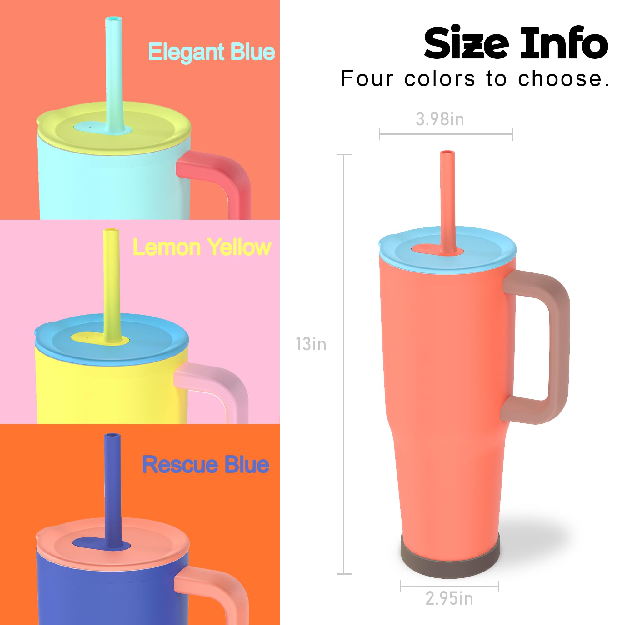 winiwo 40 oz Tumbler with Handle and Straw for Her, Flexible Straw, Insulated Tumbler Cups with Silicone Bottom, Keeps Beverages Cold Up to 24 Hours, Gym/Work/Travel/School/Gift(Christmas Red)