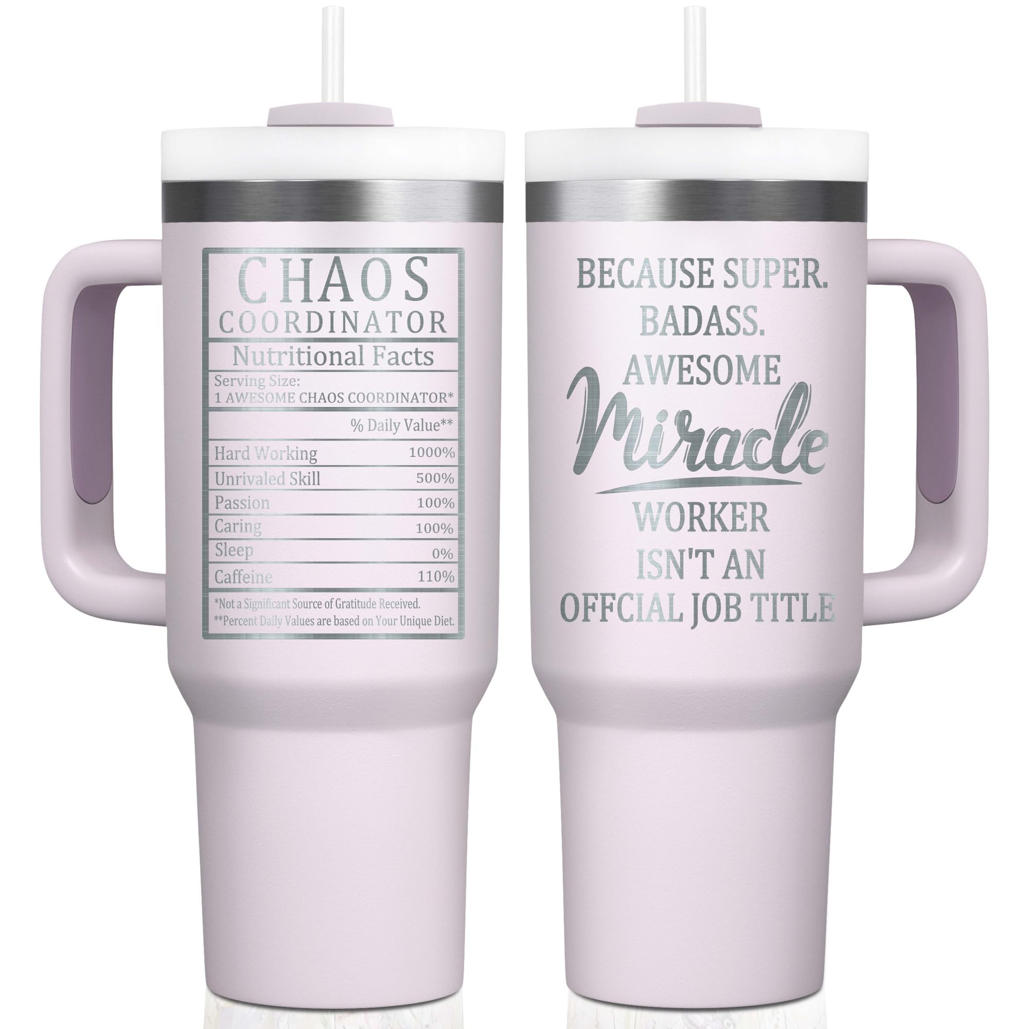 Laser Engraving 40 OZ Chaos Coordinator Tumbler with Handle - Chaos Coordinator Gifts for Women - Chaos Coordinator Cup - Chaos Coordinator Water Bottle