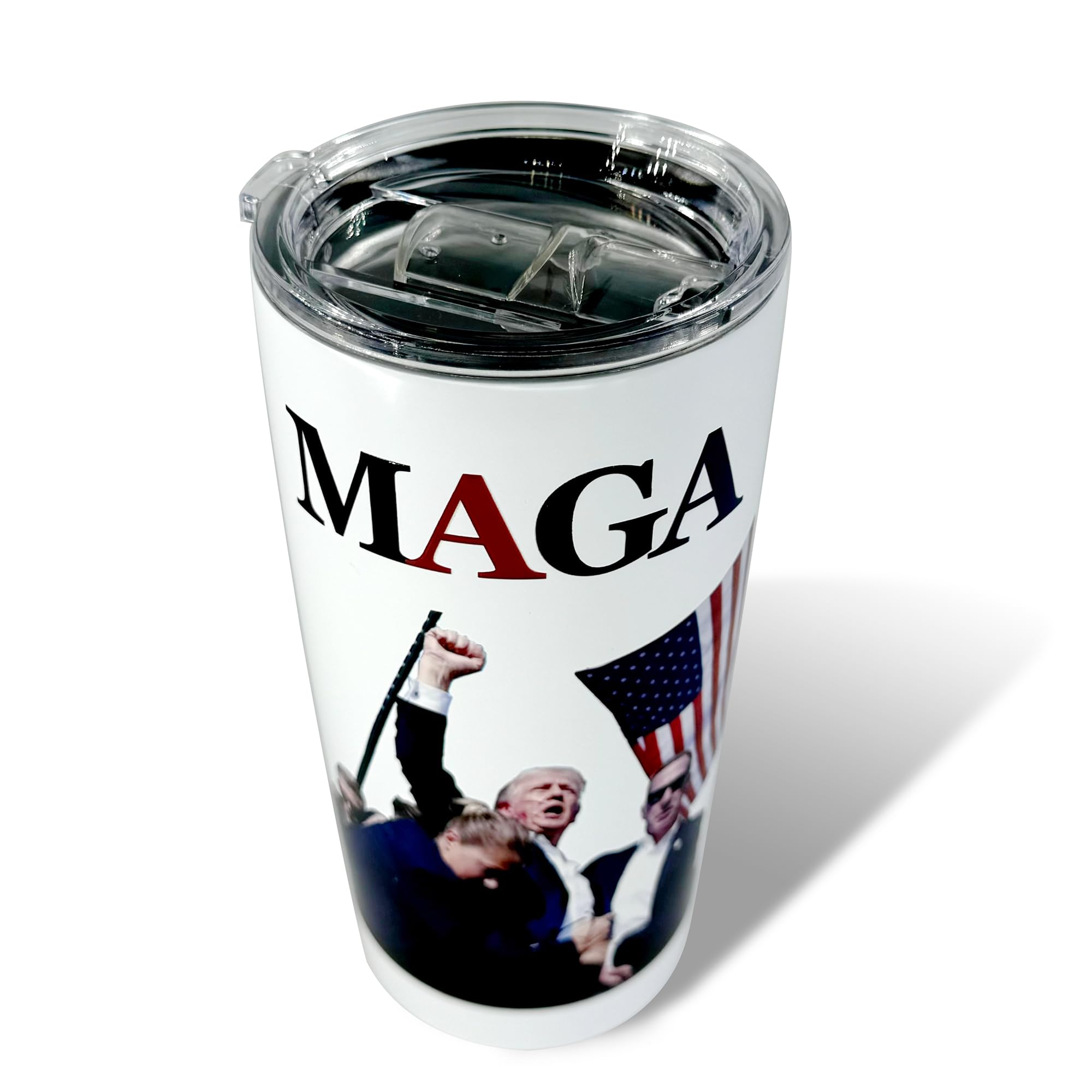 20oz Trump Tumblers - MAGA - 3D Printing Stainless Steel Cup White Trump Insulated Tumbler for Gift Trump Thermal Coffee Mug Trump Water Bottles Two-sided(glossy and frosted）for Hot and Cold drink