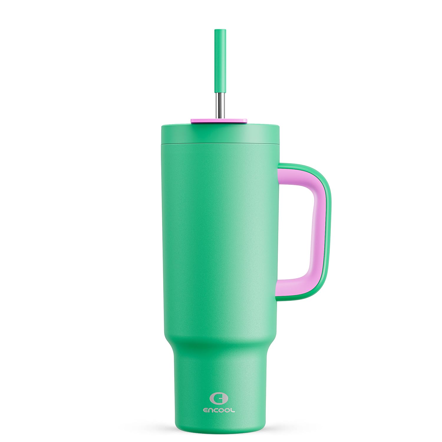 ENCOOL 40 oz Tumbler with Handle and Straw, 100% Leakproof Insulated Tumbler with Lid and Straw, Stainless Steel Travel Mug, Keeps Cold for 34 Hours, Car Cup Holder Friendly (Forest)