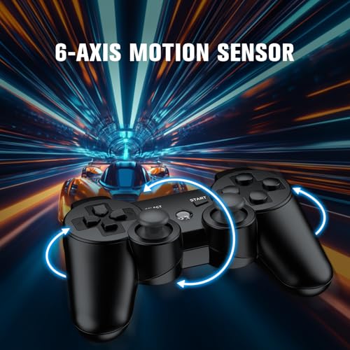 ewnol Wireless Controller for PS3, 2 Pack Play-station 3 Controller with Double Shock, Motion Control, 2 Charging Cables - Black