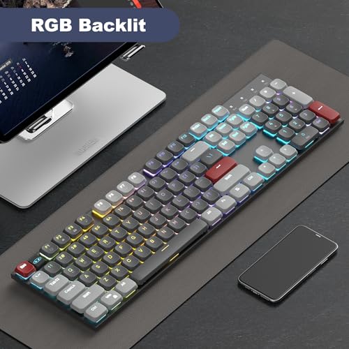 Camiysn Wireless RGB Mechanical Keyboard Moon104 Triple Mode 2.4GHz/BT/USB-C Wired Office Keyboard for Computer/Desktop/PC/Laptop/Surface/Smart TV and Windows 10/8/7(Red Switches)