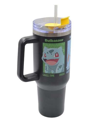 Pokemon 40oz (1200ml) Insulated Tumbler Stainless Steel Cup with Straw and Handle for Water, Iced Tea, Coffee or Smoothie