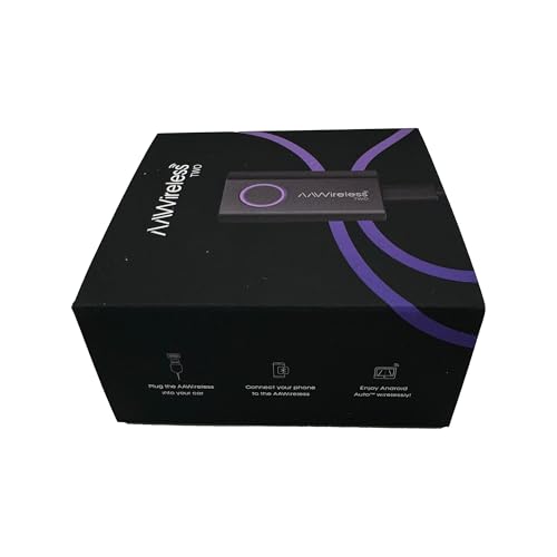 AAWireless Two - Android Auto Wireless Adapter - Convert Factory Wired Android Auto to Wireless - Multifunctional Button - Easy Plug and Play Setup - Seamlessly Connect Via Bluetooth - Made in Europe