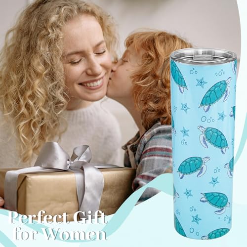 Sea Turtle Tumbler - 20 Oz Cute Turtle Gifts, Coffee Mug Cup Water Bottle for Cold or Hot Drinks