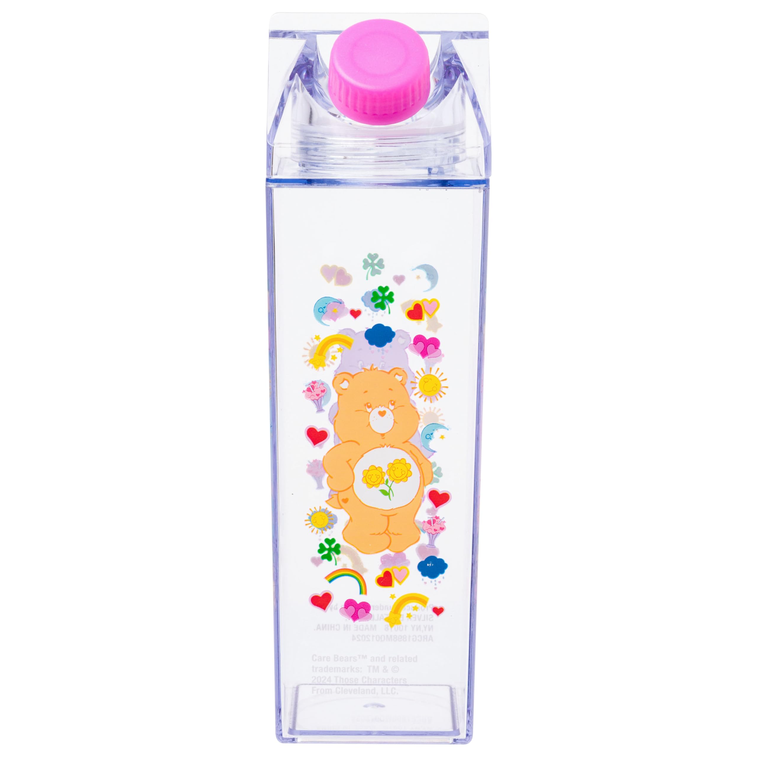 Silver Buffalo Care Bears Plastic Milk Carton Bottle Featuring Friend, Cheer, Grumpy Bear & Best Friend, 16.2 Ounces