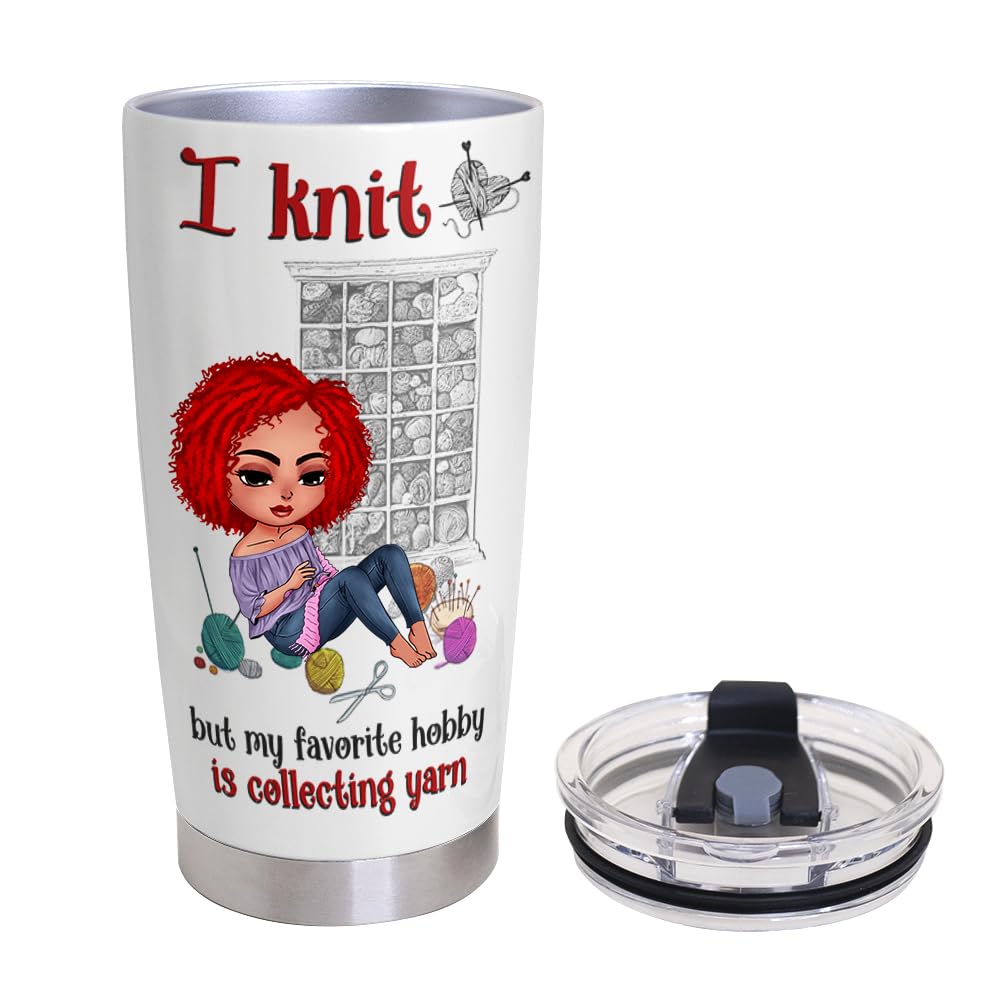 GODUCKEE Personalized Knitting Gifts For Knitters - Knitting Gifts Ideas for Beginners - Birthday Gifts for Knitting Girl Stainless Steel Tumbler 20oz (Knitting Knowledge)