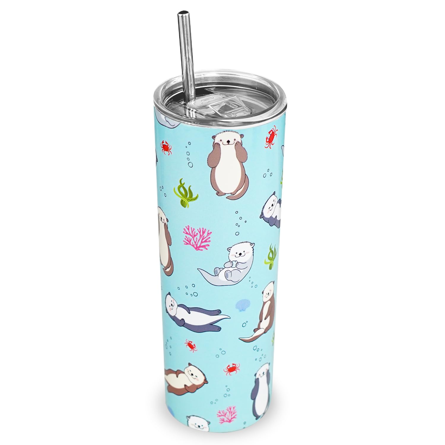 Sea Otter Tumbler - 20 Oz Blue Cute Otter Gifts for Women & Girls, Hot & Cold Drinks Accessory