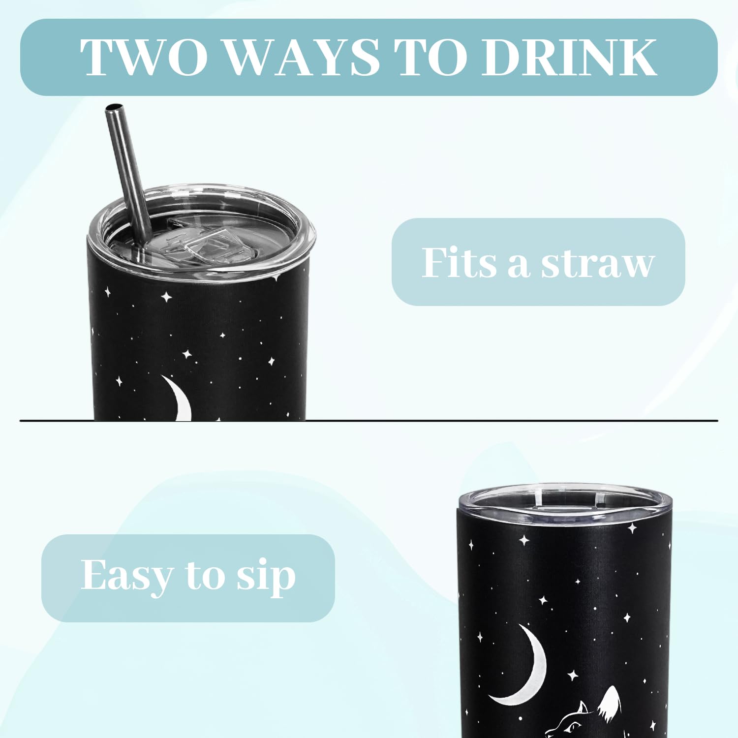Black Cat 20 Oz Tumbler - Cat Gifts for Women, Goth Halloween Tumbler for Hot & Cold Drinks