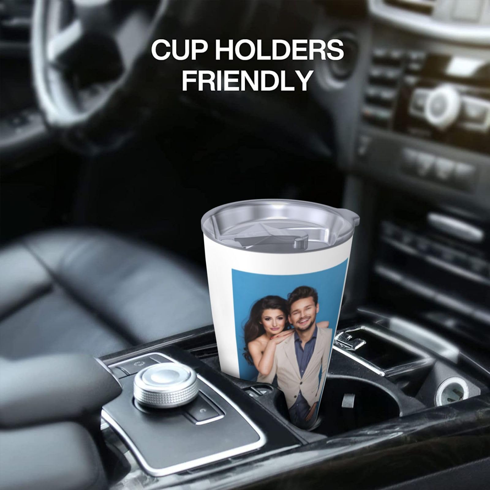 Personalized 20OZ Vacuum Car Cup, Custom Stainless Steel Coffee Mug with Lid Straw and straw cleaning strip, Customizable Drinking Travel Tumbler Cup with Heat and Cold preservation