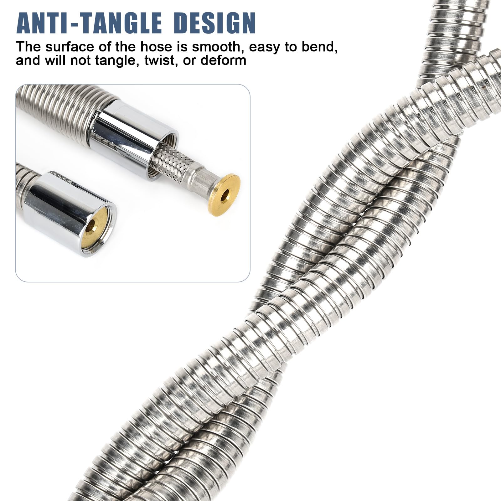45" Commercial Sink Sprayer Hose, 45 Inch Pre Rinse Hose with Stainless Steel Spring & Heat Resistant Handle, Sink Hose Spring Replacement for Commercial Restaurant Industrial Kitchen Sink Faucet