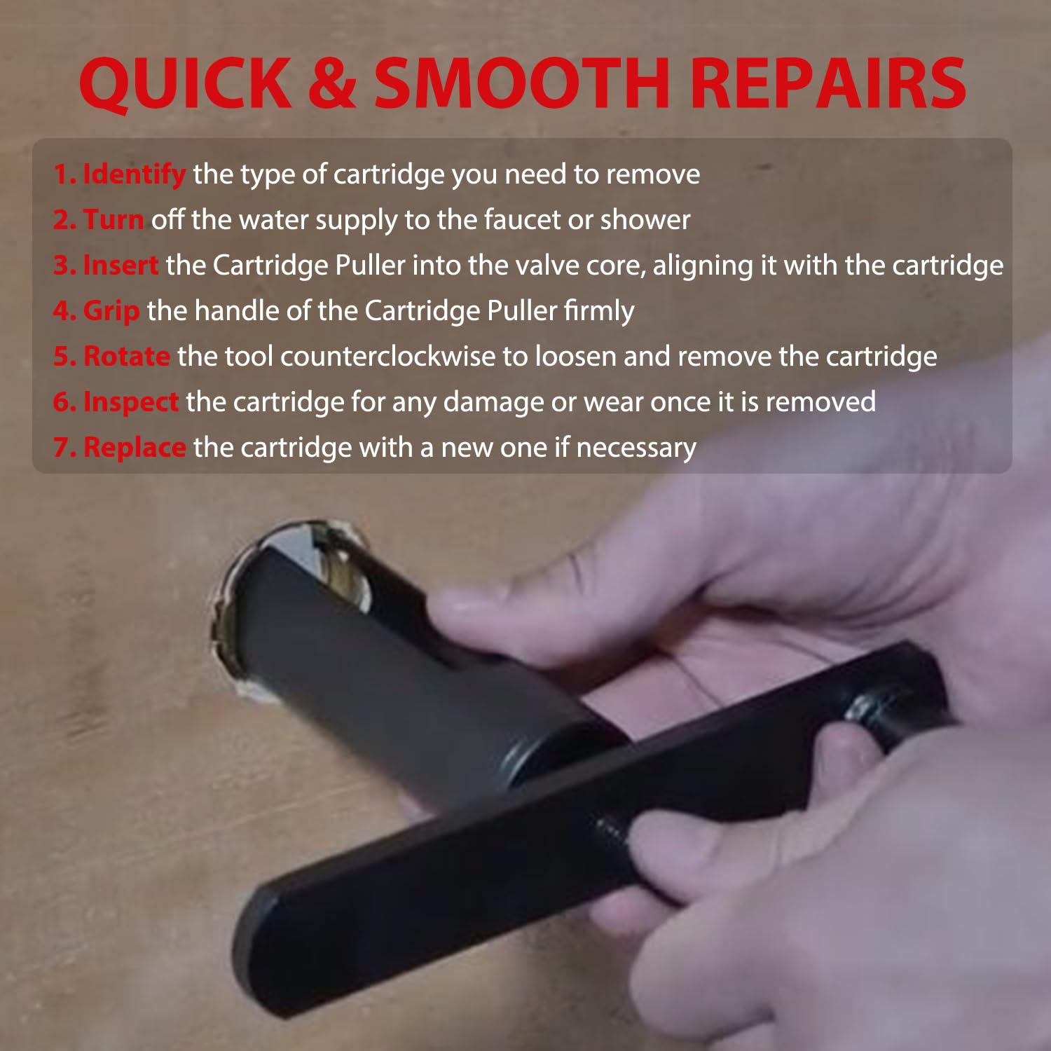 999150 Professional Cartridge Extractor Tool, Cartridge Removal Tool, Cartridge Puller Fit For Moen 1200 1222 & 1225 Posi Temp Series Cartridge 999150-6
