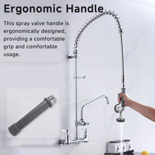 20' Sink Sprayer Hose with Non-Slip Handle, Flexible Stainless Steel Hose for Commercial Kitchen Faucet