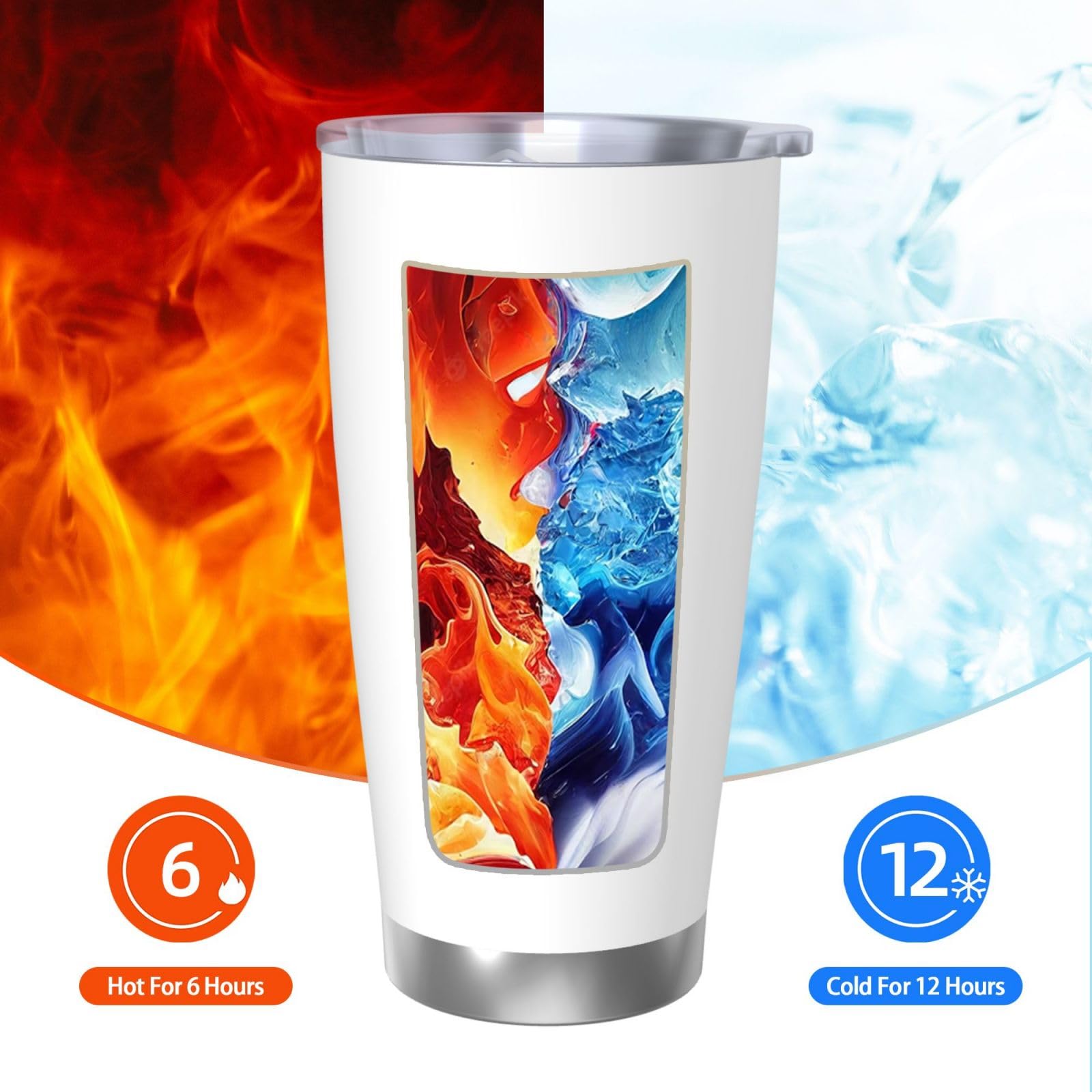 Custom Tumbler 20OZ Stainless Steel, Personalized Stainless Steel Drinking Tumblers with Lid Straw Three-piece set, Customized Travel Cup Mug with Food grade Stainless Steel, PureWhite