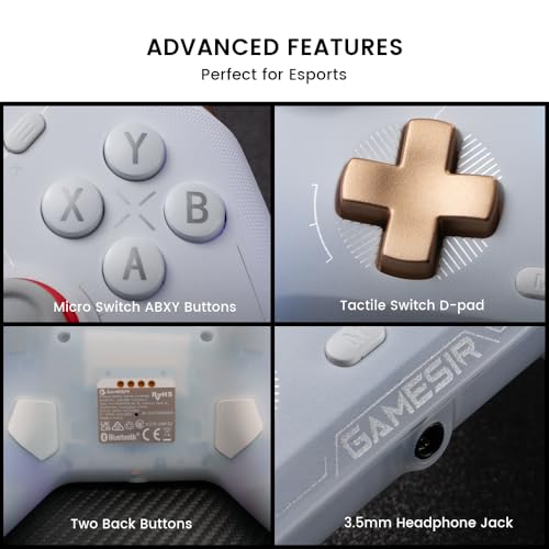 GameSir Cyclone 2 Wireless Controller - 1000Hz Polling Rate, TMR Joysticks, Hall/Micro 2-in-1 Triggers for PC/Switch/Android/iOS, PC Gaming Controller with Charging Dock(White)