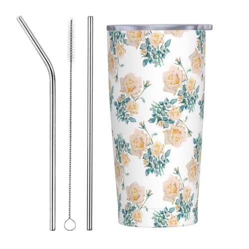 Yaxongx 20oz Tumbler Radiant Moonflower Double Wall Vacuum Insulated Coffee Mug with Lid and Metal Straw Brush Reusable Stainless Steel Water Bottle Travel Cup Gifts for Car Ice Drinks Hot Beverage