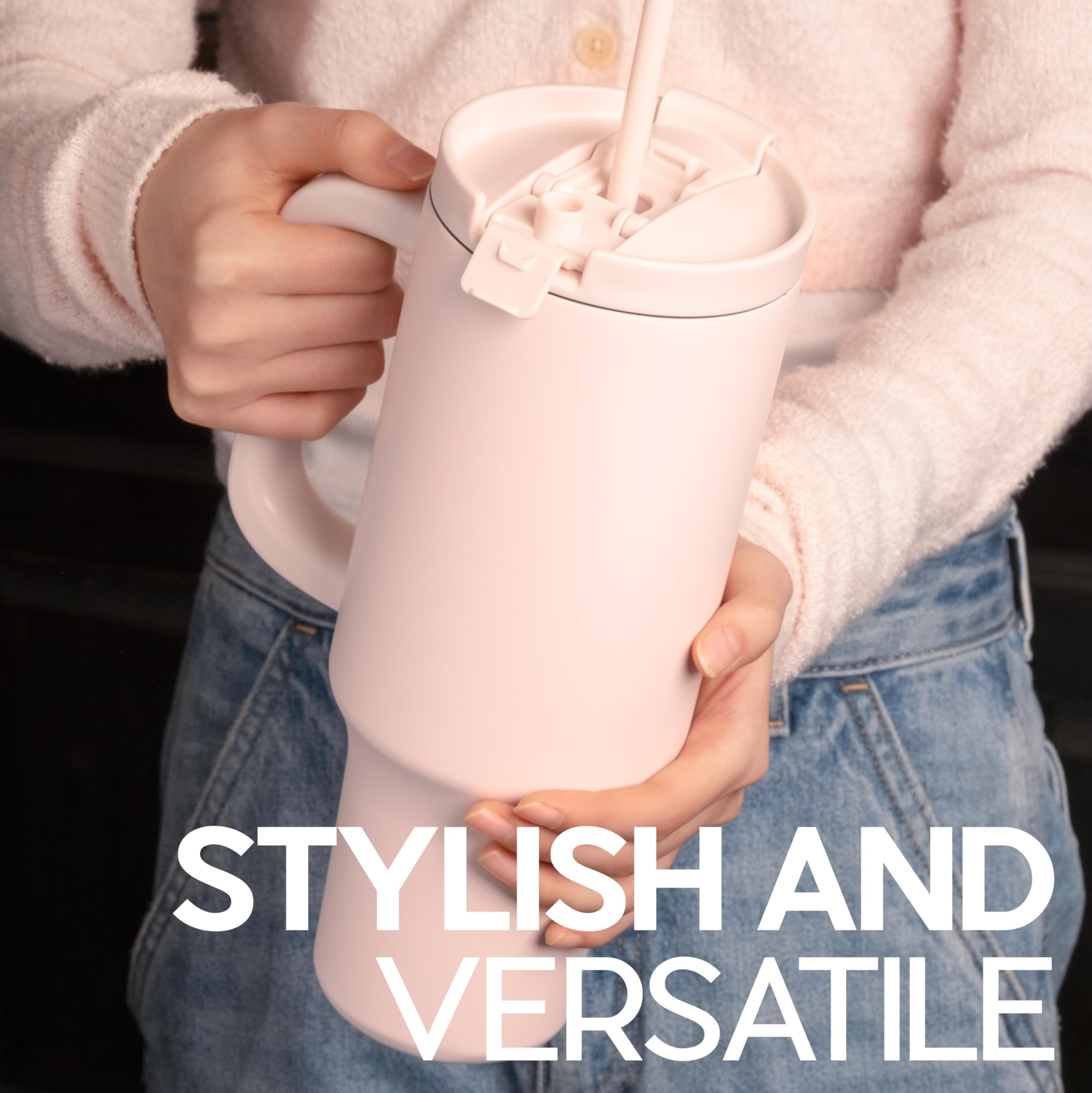 VIOLET & GALE Godmother Gifts From Godchild - Retro Collection - 40oz Insulated Tumbler with Handle, Godmothers Proposal Gift, In My Godmom Era Cup Water Bottle Coffee Mug