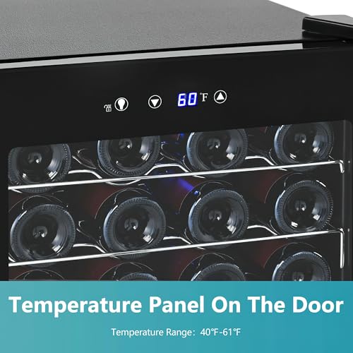 EUHOMY 45 Bottle Wine Cooler Refrigerator, Small Built-in Wine Fridge for Red, White and Champagne, 4.5 Cu.ft Mini Fridge with Adjust Temperature, Black