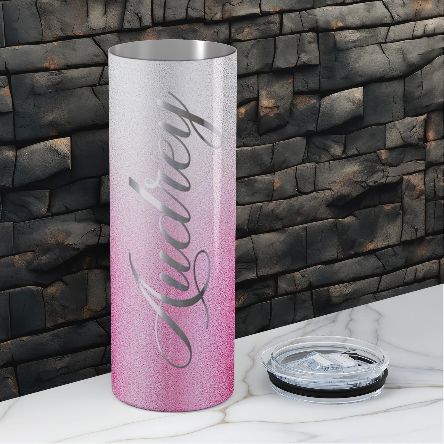 Personalized Skinny 20 oz with Lid Cherry Blossom Mist Customized Laser Engraved Cup Gift Stainless Steel Vacuum Insulated Mug